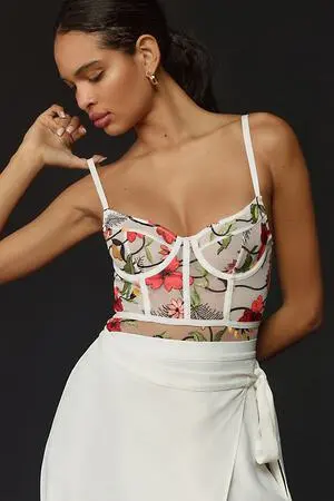 Anthropologie Floral Mesh Bodysuit - Novelty