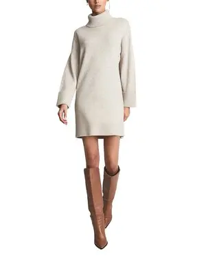 REISS Lucie Knitted Roll Neck Woolblend Dress - Beige