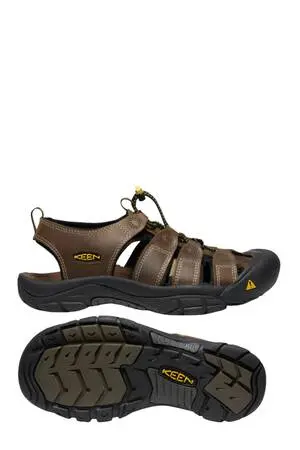 Keen Newport Leather Sandals In Bison - Black