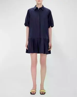 Simkhai Crissy Poplin Mini Shirtdress - Midnight