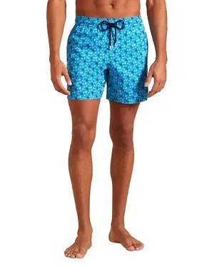 Vilebrequin Mahina Micro Ronde Des Tortues Print 7 Swim Trunks Hawaii Blue