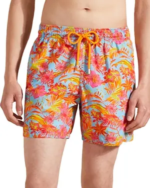 Vilebrequin Moorea Tahiti Flowers Print 7" Swim Trunks - Santorin B