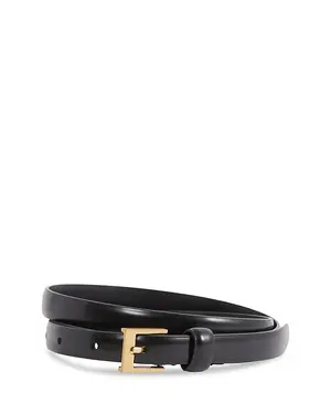 REISS Holly Skinny Waist Buckle Belt - Black
