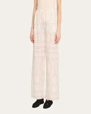 TOTEME Monogram Cotton Pj Bottoms