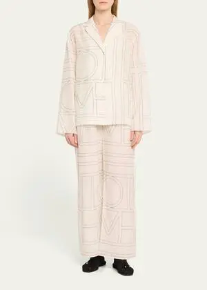 TOTEME Monogram Cotton Pj Bottoms