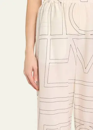 TOTEME Monogram Cotton Pj Bottoms