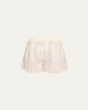 TOTEME Monogram Cotton Shorts - White/black