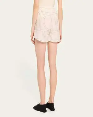 TOTEME Monogram Cotton Shorts - White/black