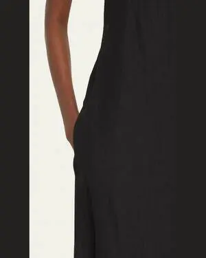 NILI LOTAN Lelia Halter Backless Linen Maxi Dress
