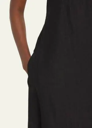 NILI LOTAN Lelia Halter Backless Linen Maxi Dress