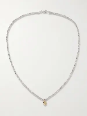 LOREN STEWART Gordita Sterling Silver And 14-karat Gold Necklace - White
