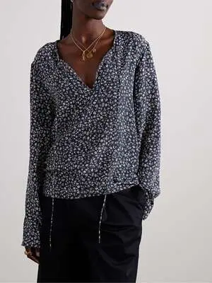 Matteau Tie-neck Floral-print Blouse