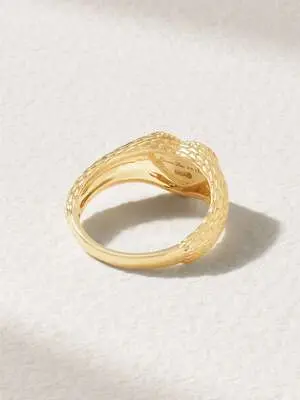 Yvonne Léon 9-karat Diamond Heart Signet Ring - Gold