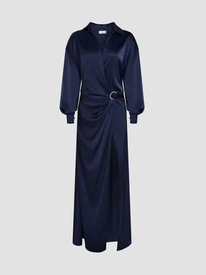 Halston Ivon Charmeuse D-loop Belt Gown