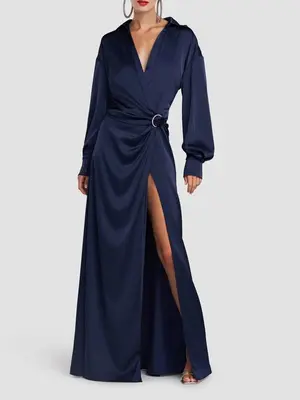 Halston Ivon Charmeuse D-loop Belt Gown