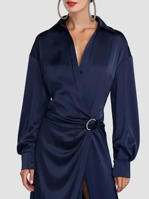 Halston Ivon Charmeuse D-loop Belt Gown