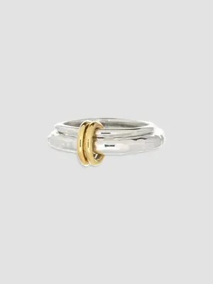 SPINELLI KILCOLLIN Agon Vulcan 18k Yellow Gold & Sterling Two-band Ring - Silver