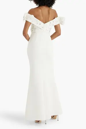 Badgley Mischka Off-the-shoulder Embellished Gown