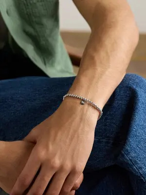 SYDNEY EVAN Rhodium-plated Diamond Beaded Bracelet