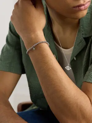 SYDNEY EVAN Rhodium-plated Diamond Beaded Bracelet