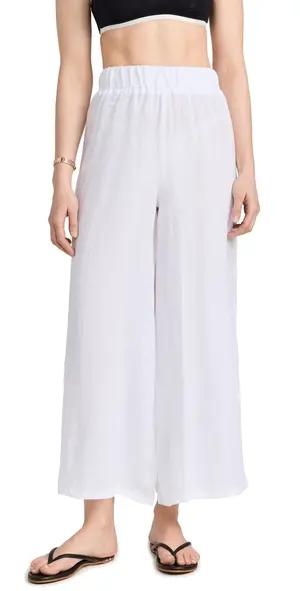 VITAMIN A Tallows Wide Leg Linen Pants - White