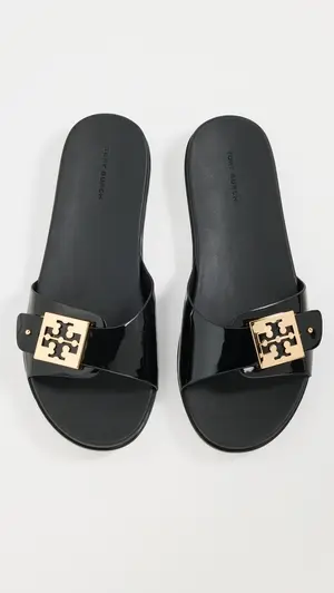 Tory Burch Buckle Slides - Perfect Black/gold