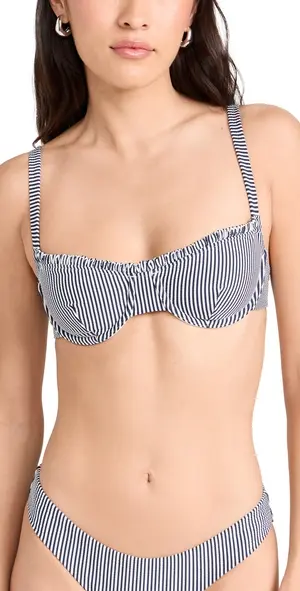 Onia Onia Marilyn Bikini Top Deep Navy/white
