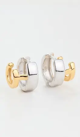 Shashi Double Katerina Two-tone Earrings - Silver/gold