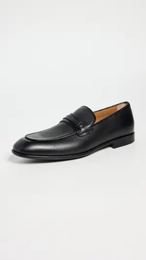 FERRAGAMO Desio Leather Loafers - Nero