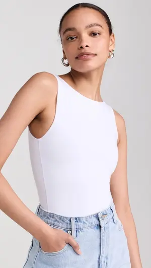 Ambitionist High Neck Thong Bodysuit - White