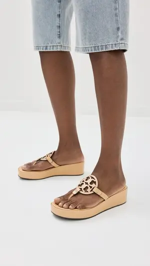 Tory Burch Miller Wedge Sandals - Ginger Shortbread