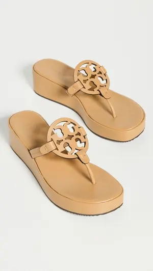 Tory Burch Miller Wedge Sandals - Ginger Shortbread