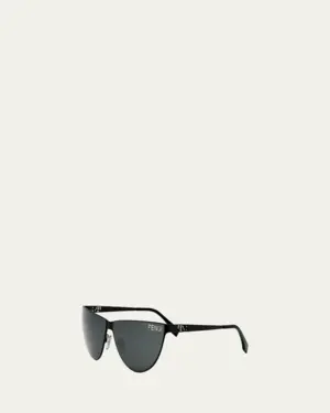 Fendi Logo Cutout Cat-eye Sunglasses - Matte Black Smoke