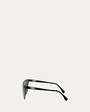 Fendi Logo Cutout Cat-eye Sunglasses - Matte Black Smoke