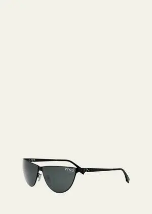 Fendi Logo Cutout Cat-eye Sunglasses - Matte Black Smoke