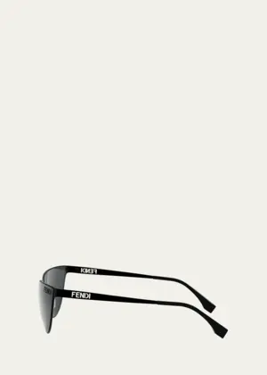Fendi Logo Cutout Cat-eye Sunglasses - Matte Black Smoke