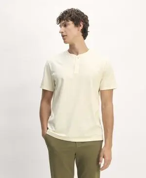 Everlane Essential Organic Garment-Dyed TShirt Henley Tshirt Parchment