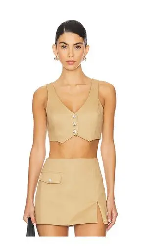 Amanda Uprichard Ethan Cropped Vest - Khaki