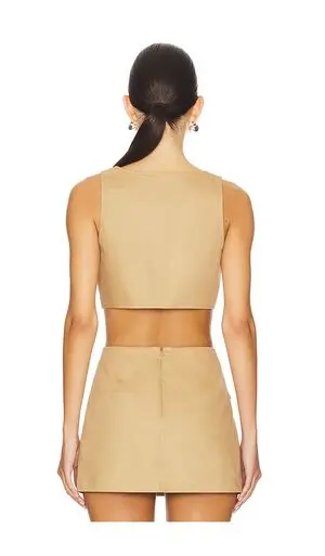 Amanda Uprichard Ethan Cropped Vest - Khaki
