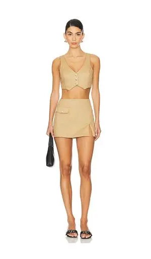 Amanda Uprichard Ethan Cropped Vest - Khaki
