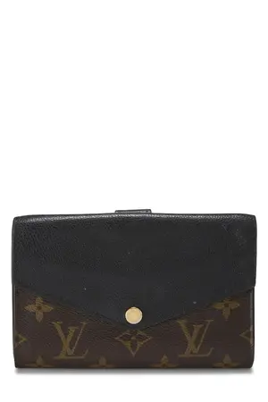 LOUIS VUITTON Black Monogram Canvas Pallas Compact Wallet Brown