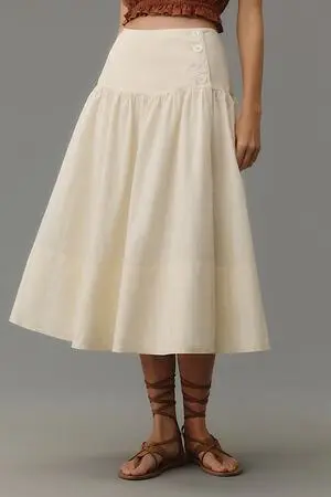 Maeve Drop-waist Wrap Midi Skirt