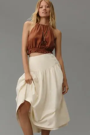 Maeve Drop-waist Wrap Midi Skirt