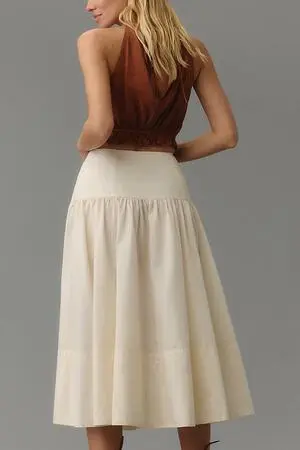 Maeve Drop-waist Wrap Midi Skirt