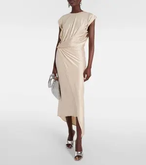 Rabanne Draped Asymmetrical Midi Dress