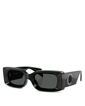 Versace Rectangular Sunglasses, 52mm - Black/gray Solid