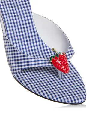 Jeffrey Campbell Shortcake Gingham Kitten Heel Thong Sandals