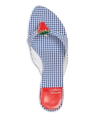 Jeffrey Campbell Shortcake Gingham Kitten Heel Thong Sandals