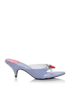 Jeffrey Campbell Shortcake Gingham Kitten Heel Thong Sandals