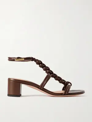 GIANVITO ROSSI Capua 45 Woven Leather Sandals - Brown